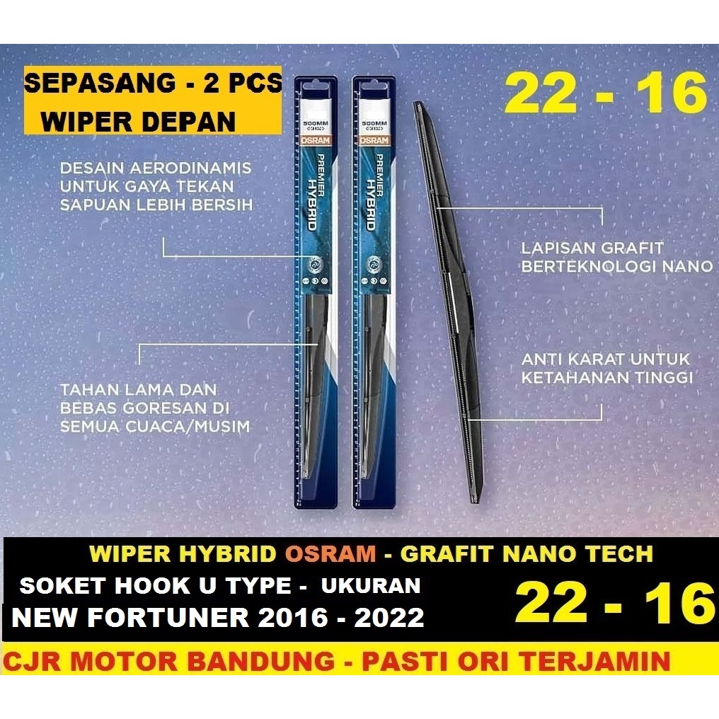 New FORTUNER 2016-2022 Car HYBRID WIPER Package A Pair Of 22 16 OSRAM ...