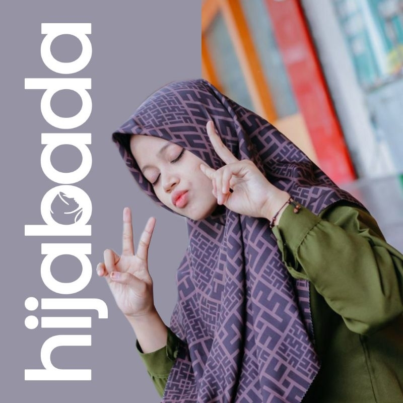 Hijabada Jilbab Monogram Pattern Scarf Hijab Square Motif Monochrome ...