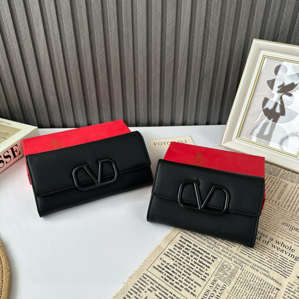 Vltn Black Leather Women's Wallet 3966 (Free Box+BubbleWrap) | Shopee ...