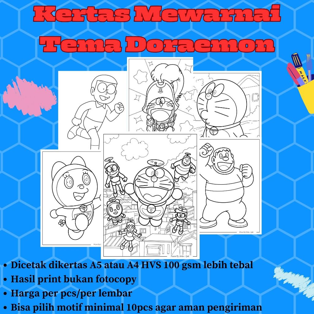 Doraemon Theme Coloring Drawing Paper Worksheet Coloring Paper | Shopee ...