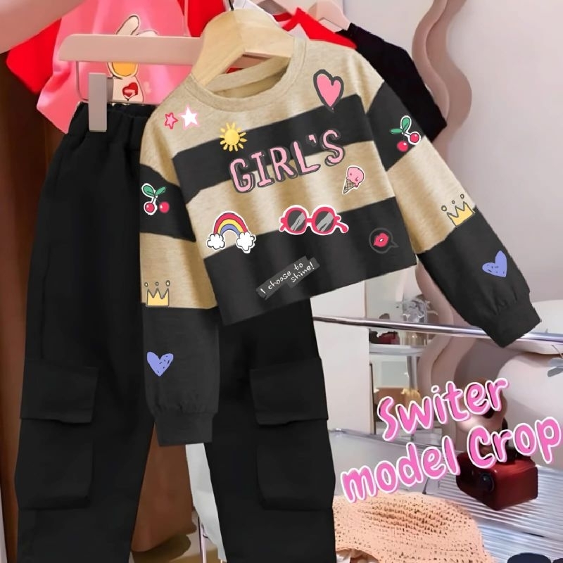 Multi-colored sweater sets for girls aged 1-9 years old children's ...