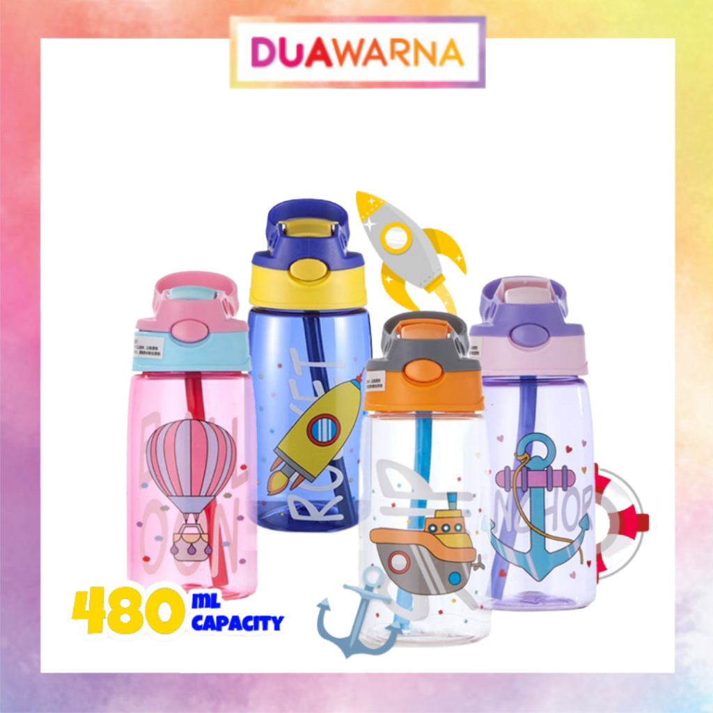 Two Colors Children's Drinking Bottle Rocket Pattern Cute Character Tritan Bottle (480ml ...