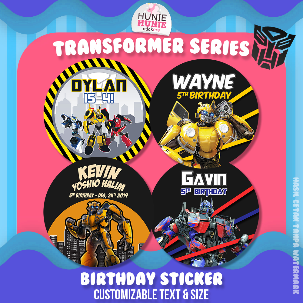 Custom Birthday Stickers - Transformers Optimus Prime Bumblebee (20pcs ...