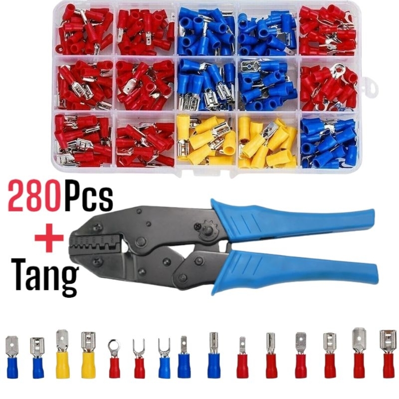 Set Skun Terminal Flat Insulated Plus Pliers Crimp Connector Male ...