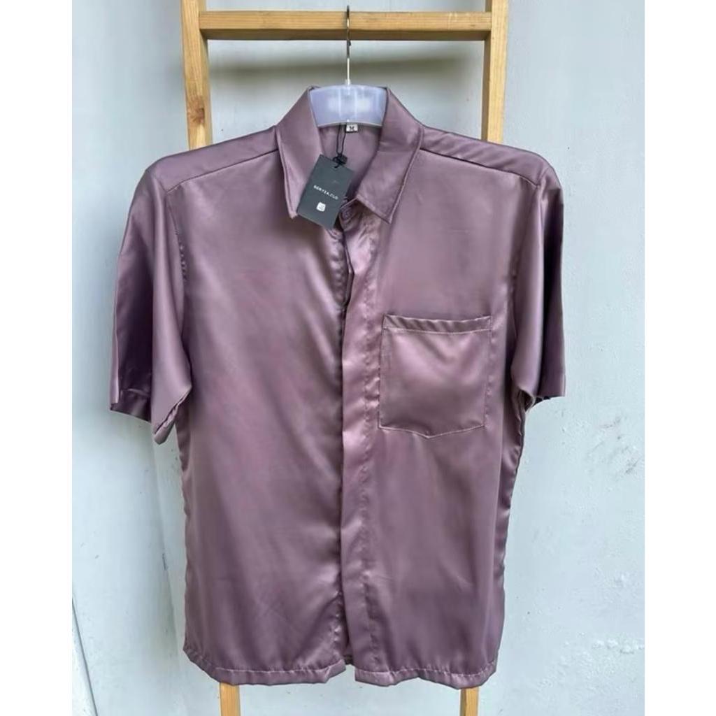 KEMEJA Men's Shirt BASIC POLOS CASUAL Short Sleeve SATIN Material KOKO ...