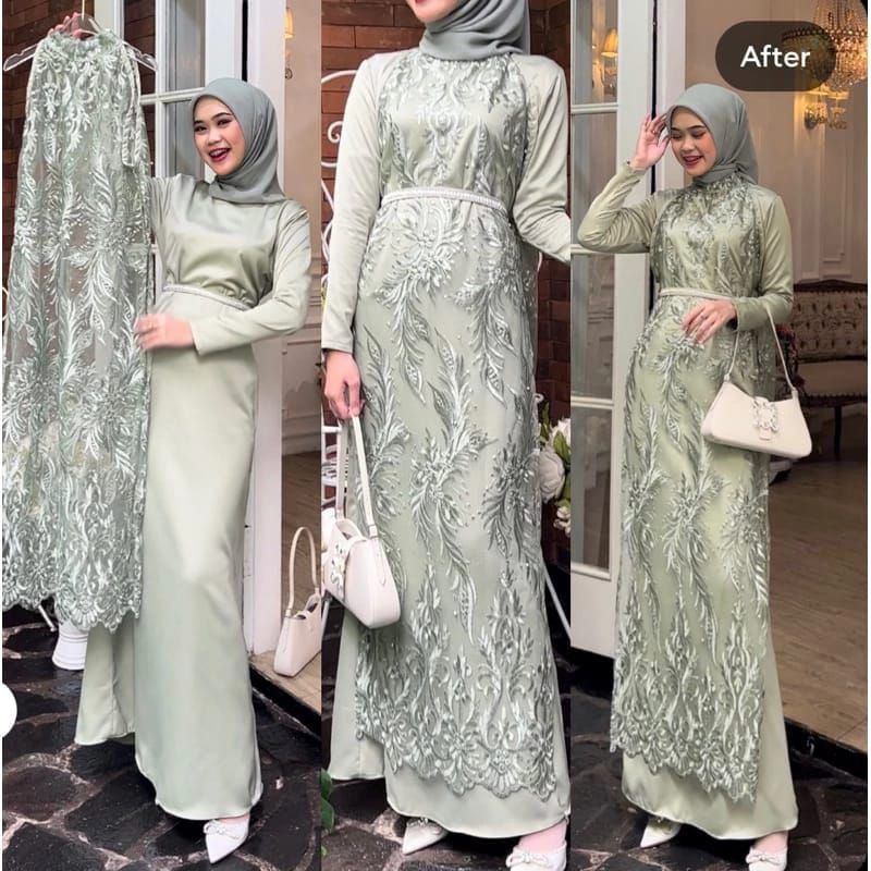 Set GAMIS AURA OUTER TILLE PEARL Without Sleep NO Belt/ GAMIS JUMBO ...