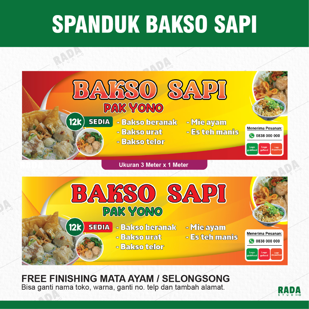 Print Cow Meatball Banner Banner/Meatball Stall/Food Stall | Shopee ...