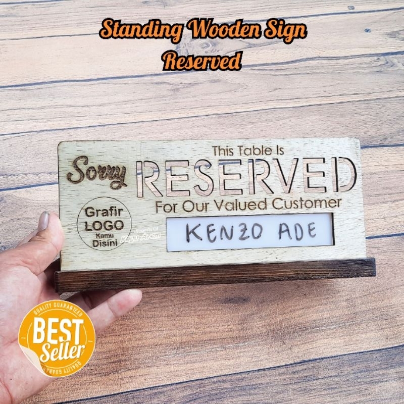 KAYU Reserved Table Stand / Reserved Sign Wooden Custom Engraved Cafe ...