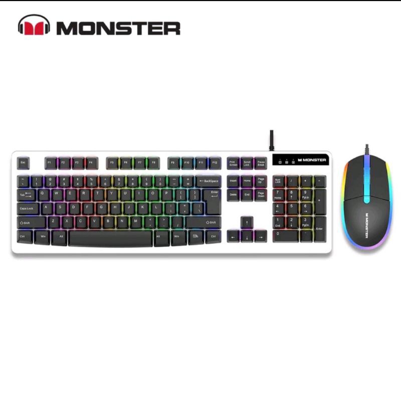Monster Keyboard Airmars KM1 Pro Wired RGB Light Keyboard + Mouse ...