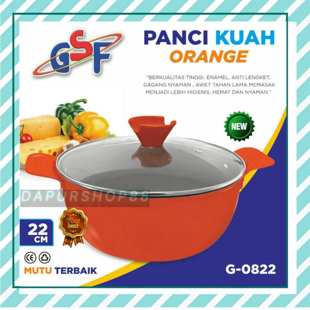 Gsf G-0822 PAN / GSF G 0822 ORANGE SAUCE PAN / 22CM GSF SAUCE PAN WITH ...