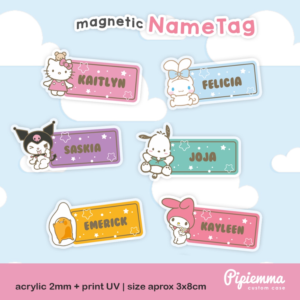 Name Tag Sanrio Magnetic Chest Tag Cute School Children CInnamoroll My ...