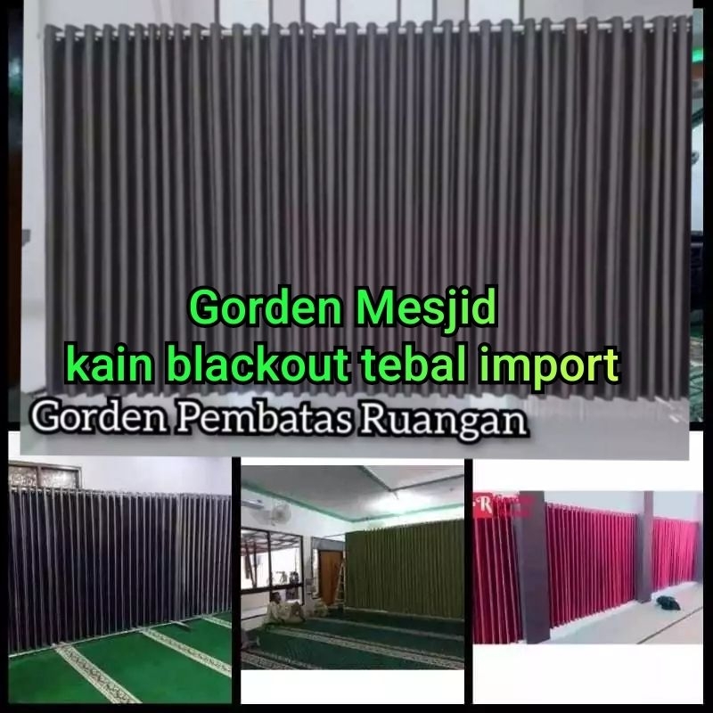 Mosque partition curtains dividing the shap prayer room and open space ...