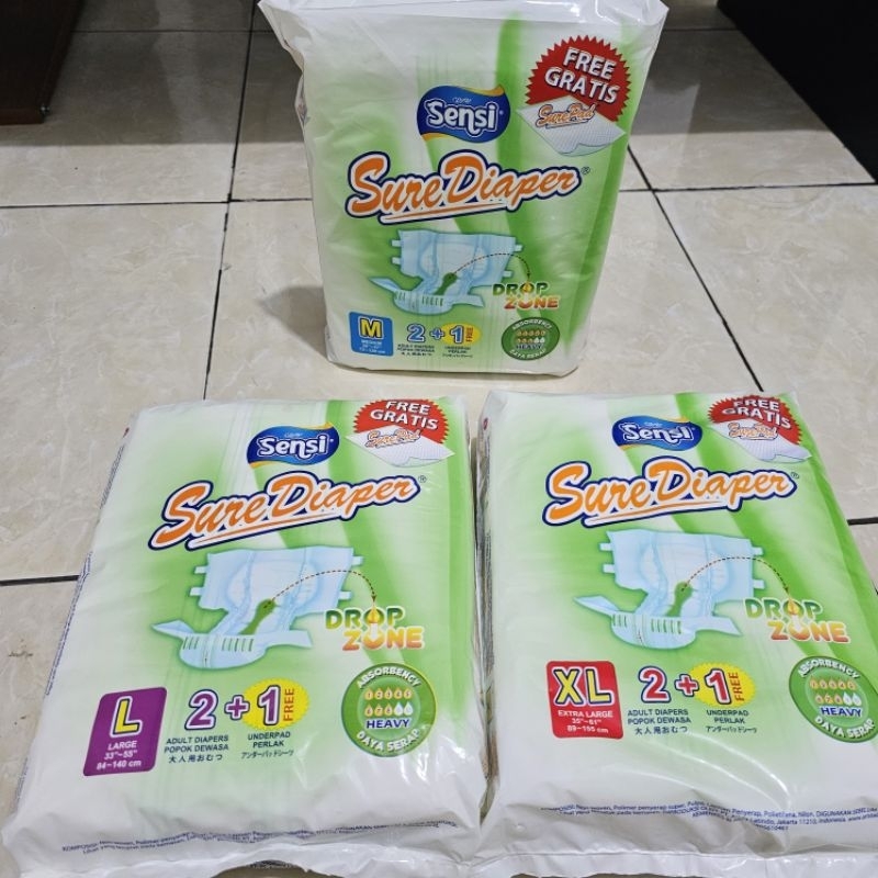 [FREE Underpad] SENSI ADULT DIAPERS SURE DIAPERS M2+1 L2+1 XL2+1 ...