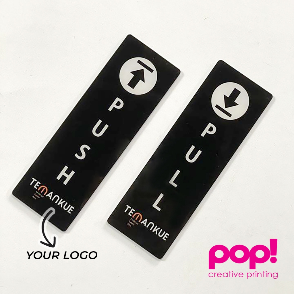Push pull writing, push pull, acrylic custom logo print for door signal ...