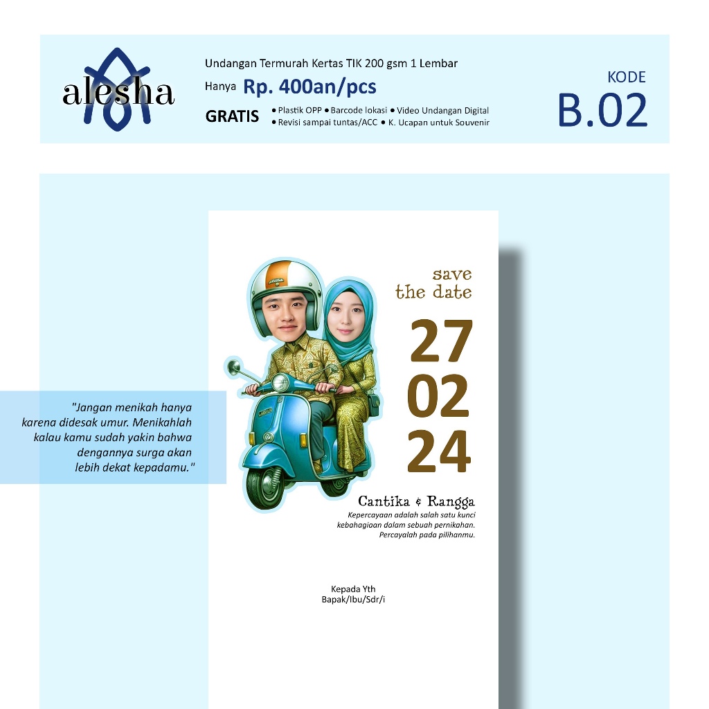 Custom Wedding Invitation B02 ICT Paper 1 Sheet | Shopee Malaysia