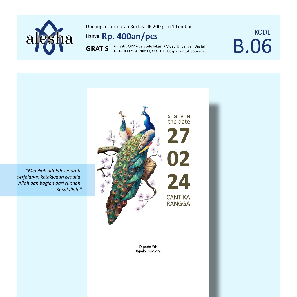 Custom Wedding Invitation B06 ICT Paper 1 Sheet | Shopee Malaysia