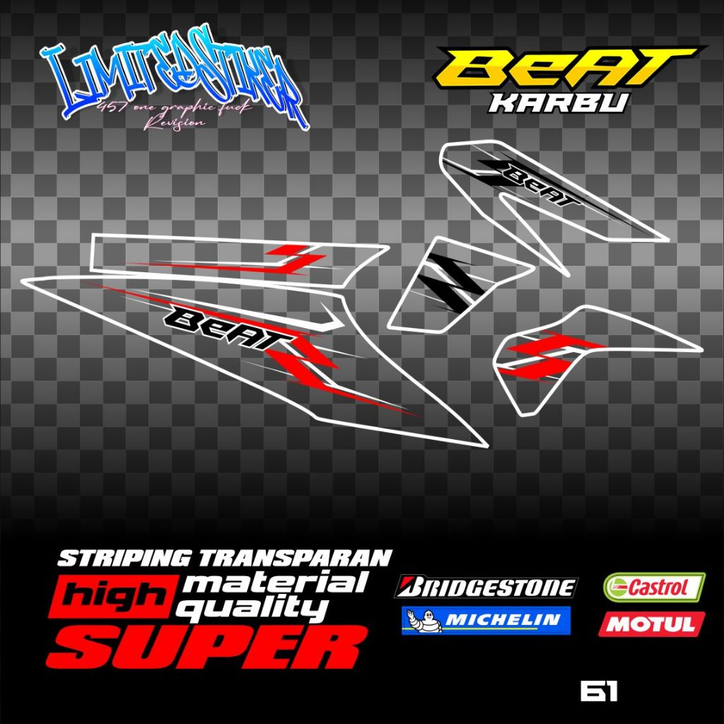 Striping beat Carburetor honda Transparent uv style simple | Shopee ...