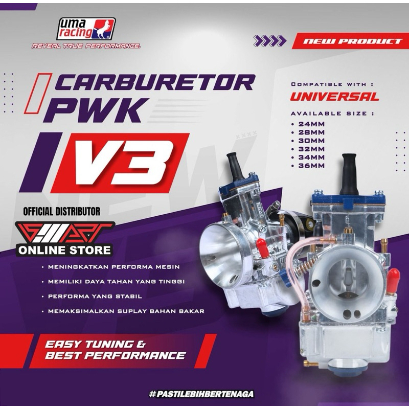 CARBULATOR PWK UMA RACING V3 SERIES 24MM 28MM 30MM 32MM 34MM 36MM ...