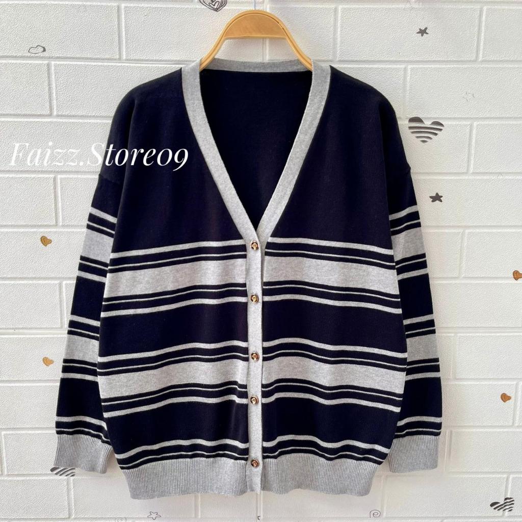 Avika CATOON Women's Long Sleeve STRIPE Button Knit CARDIGAN | Shopee ...