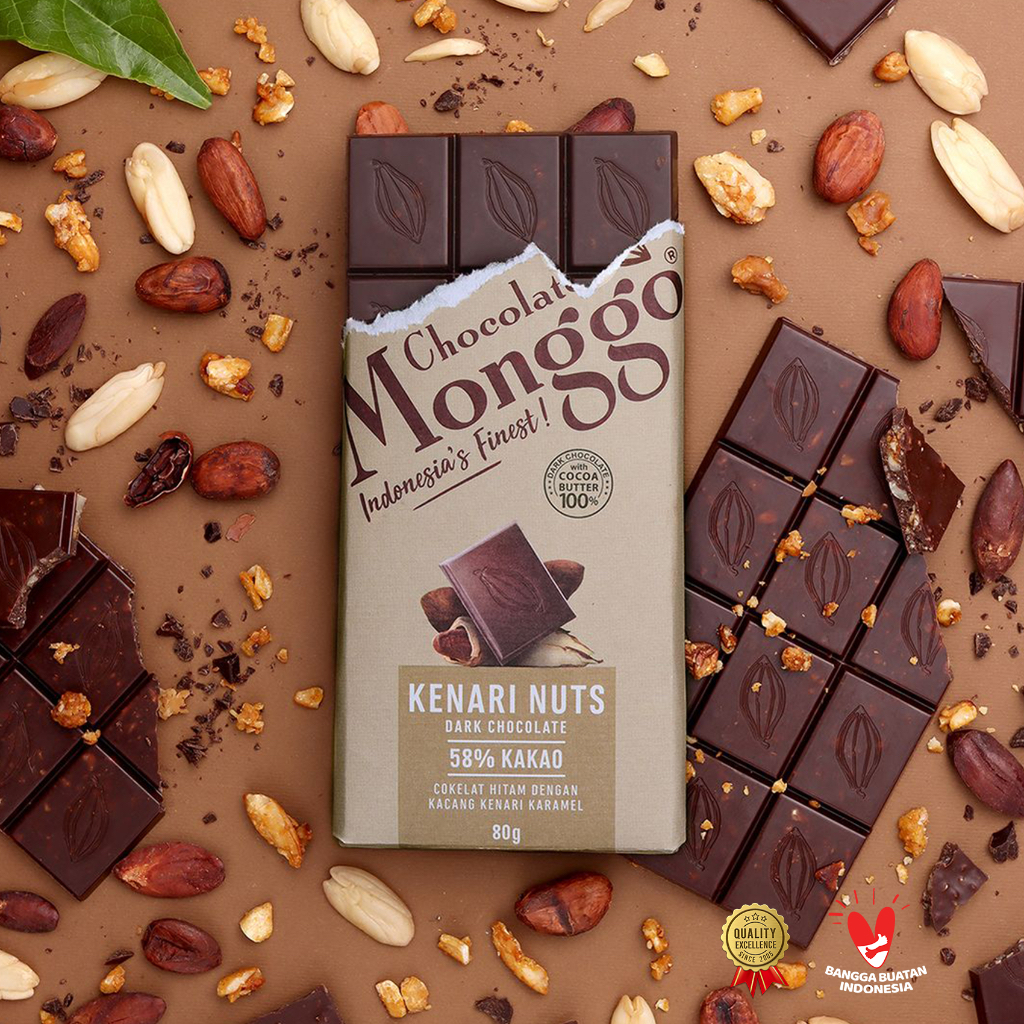 Chocolate Monggo | Caramelized Walnut Nuts & Dark Chocolate 58% Cocoa 80g | Pure Chocolate 100% ...