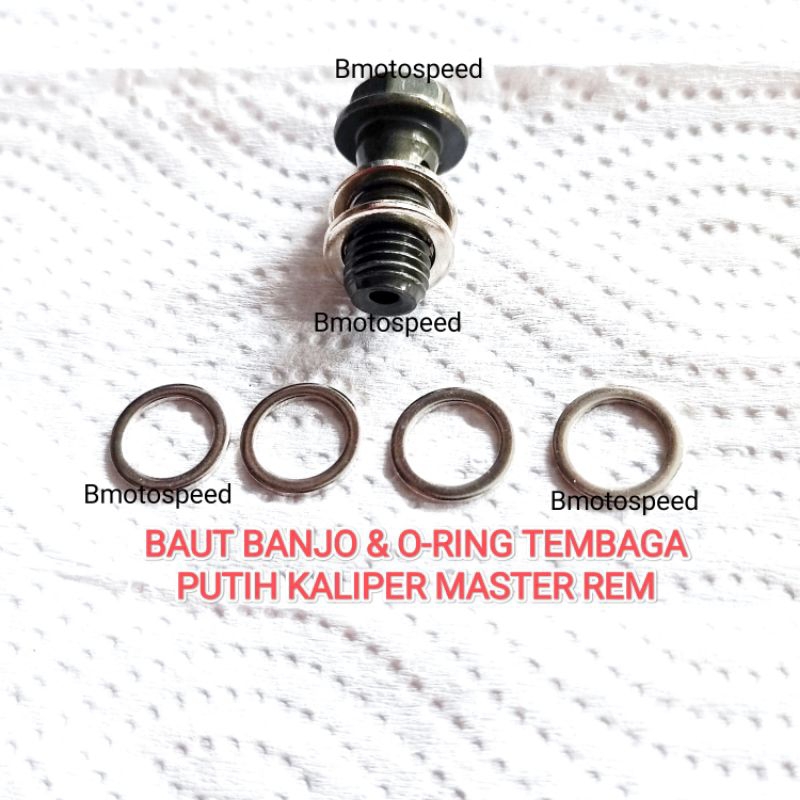 PUTIH Banjo NIPEL CALIPER FRONT REAR BRAKE MASTER BOLT WHITE COPPER O ...