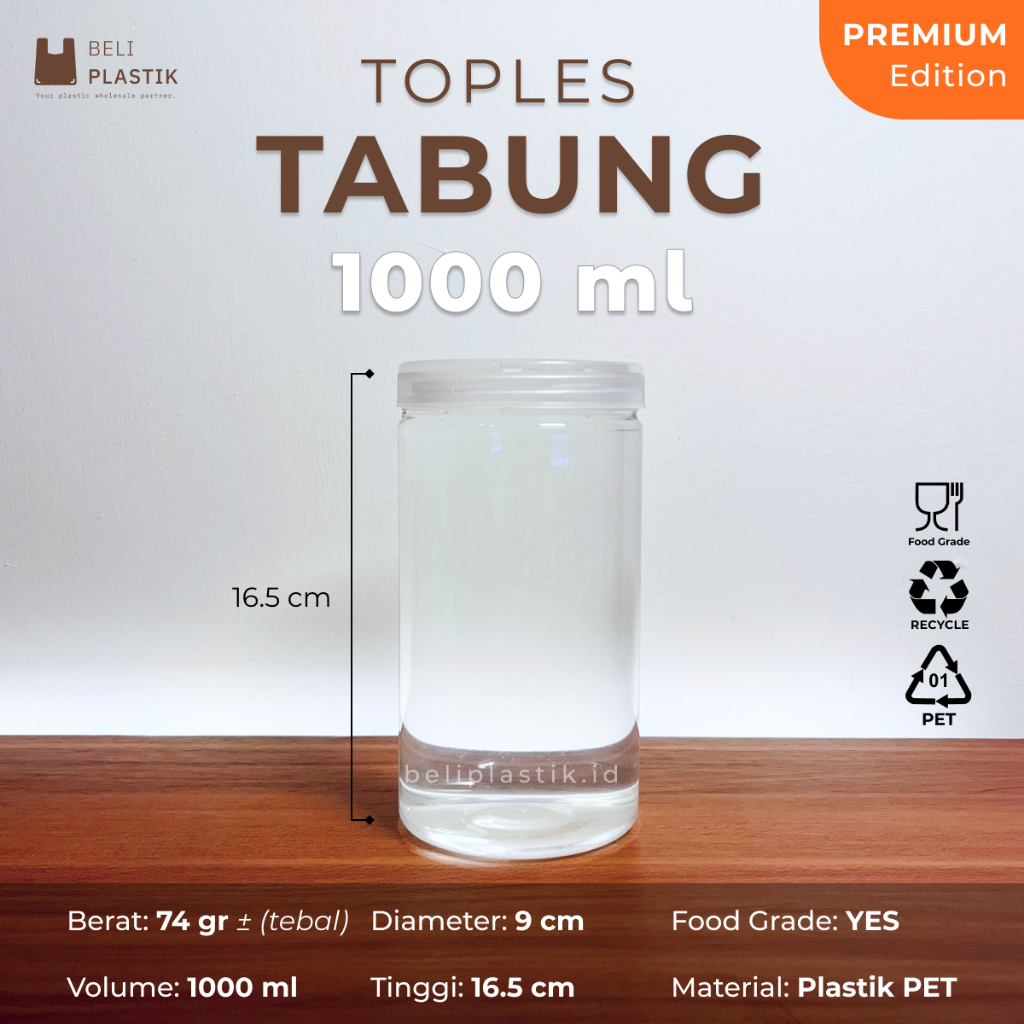 1000ml Plastic Tube Jars - Food Snack Jars Pastries Jars Round Clear ...