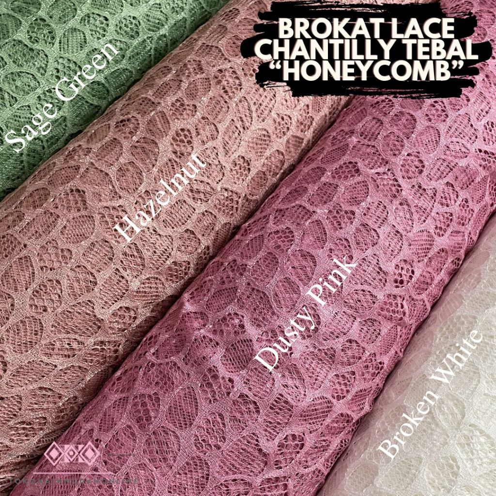 Soft Brocade Lace MALIKA CORD Motif Honeycomb Original Lace 100% Cotton ...