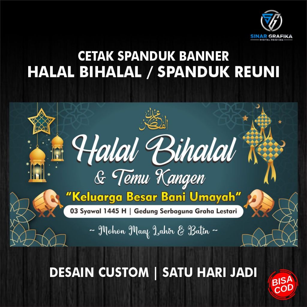 Print Halal Bihalal Banners, Reuni Eid Al-Fitr Backdrops | Can Request Design | Shopee Malaysia