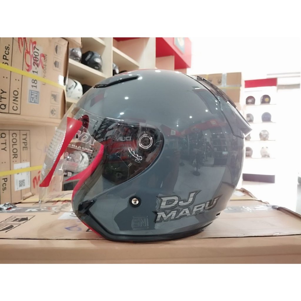 Helm KYT DJ MARU GORILA GRAY GLOSS ORIGINAL HALF FACE HELM KYT DJMARU ...