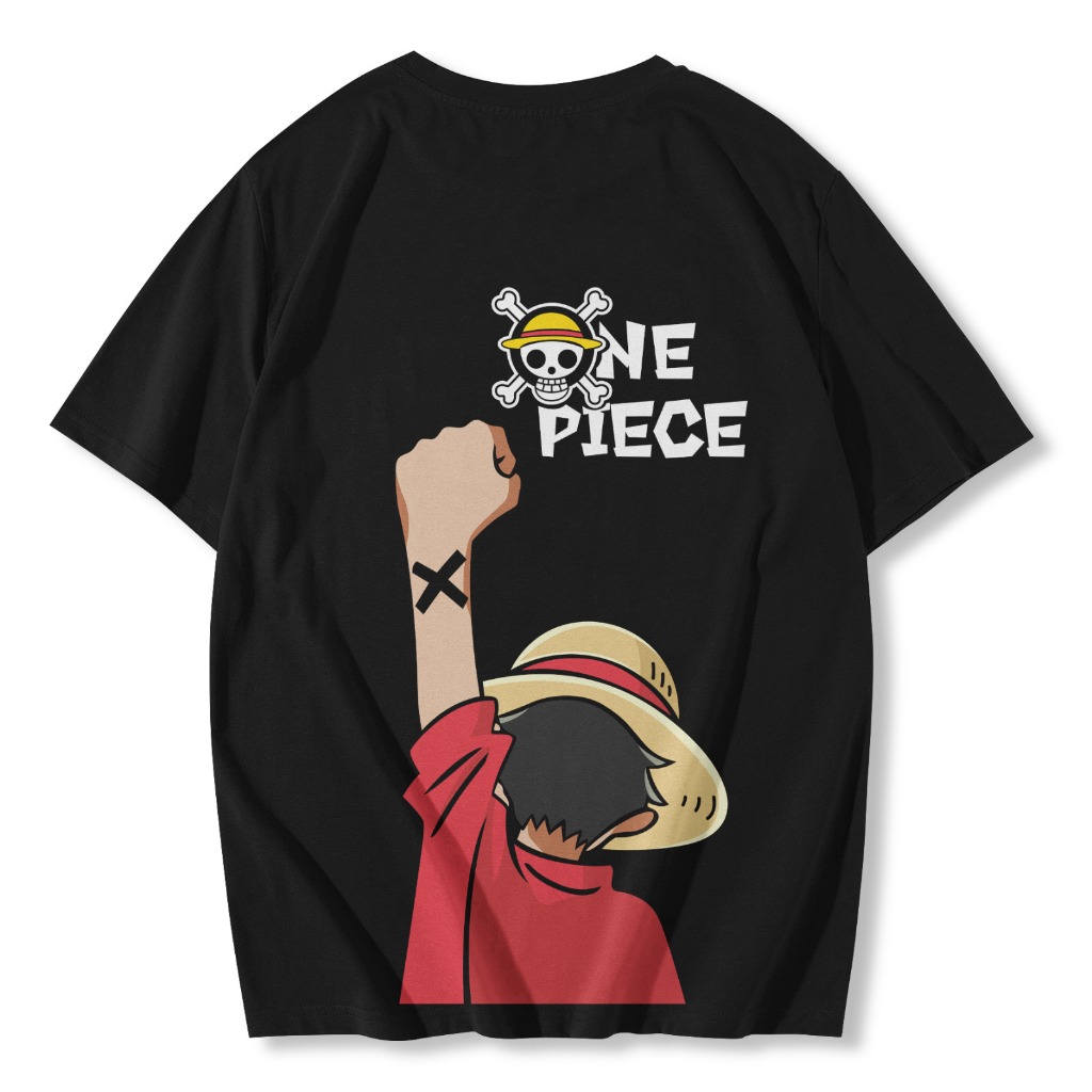 T Shirt Black Luffy X Onepiece Mugiwara Nakama Shopee Malaysia
