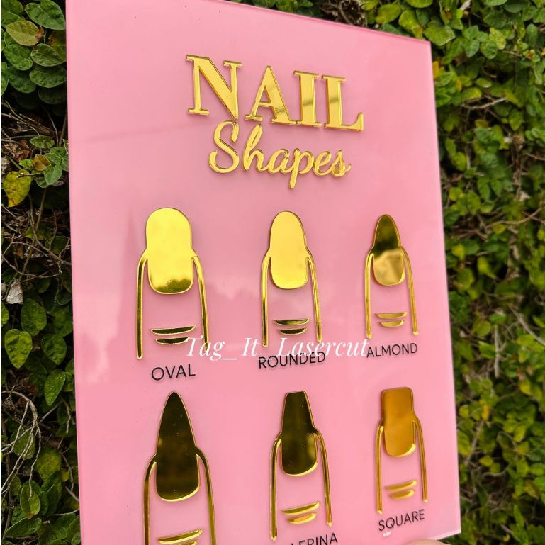 Free Bolts Acrylic Signage Salon Nail Shapes Acrylic Sign Display Board ...