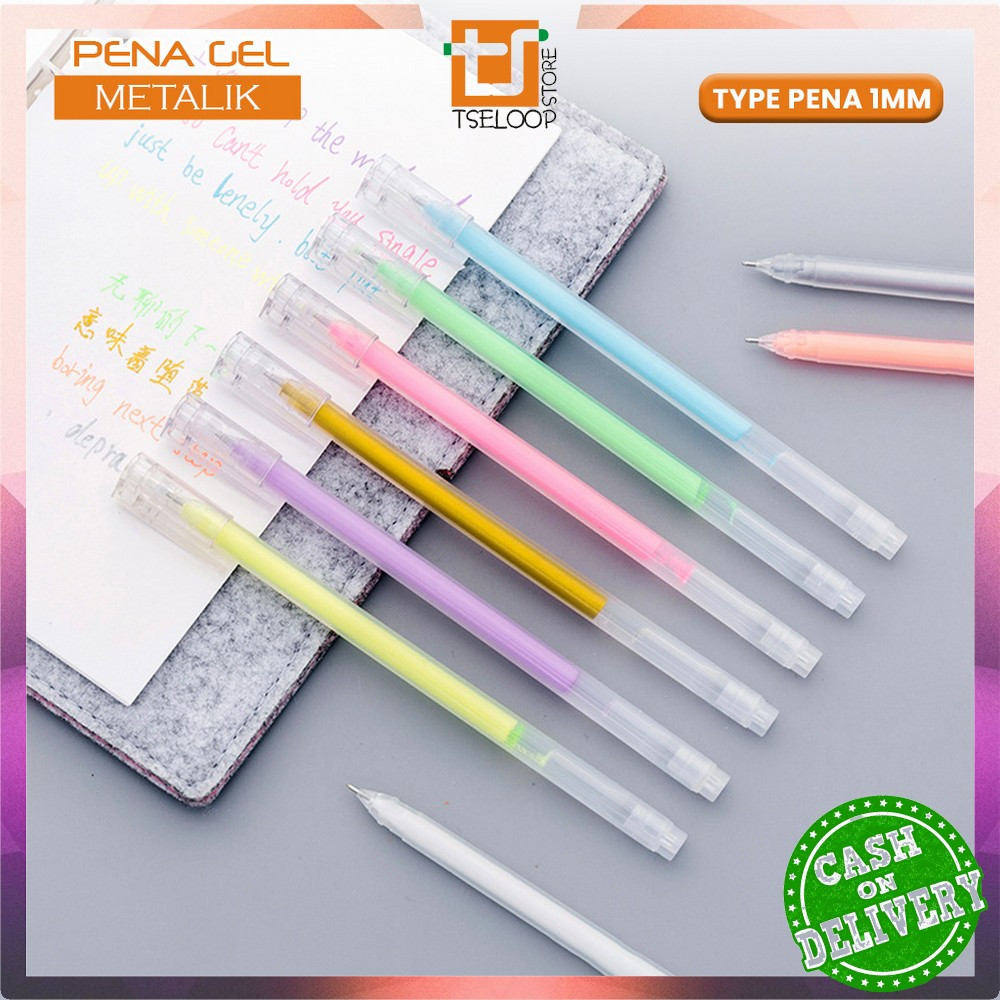 PUTIH OFM-A85 1MM Gold Metallic Gel Pen / Colorful Gold Color Gel Pen ...