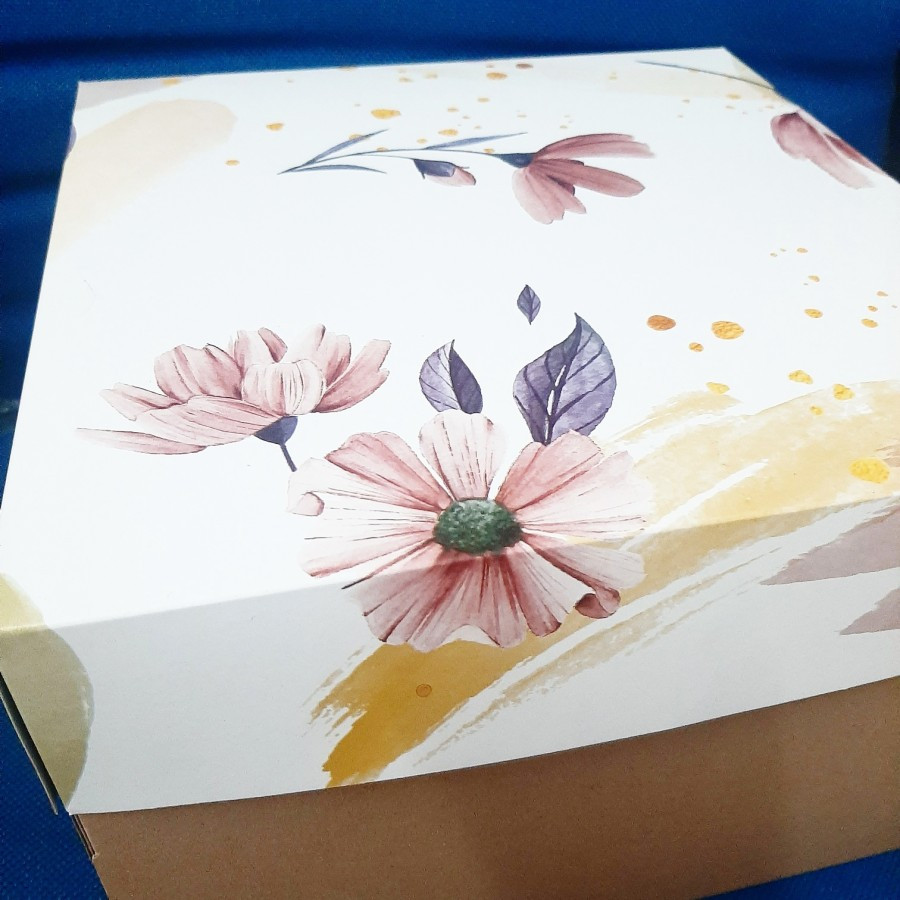 (3 pcs) cardboard pudding box cake box white flower brownie packaging ...