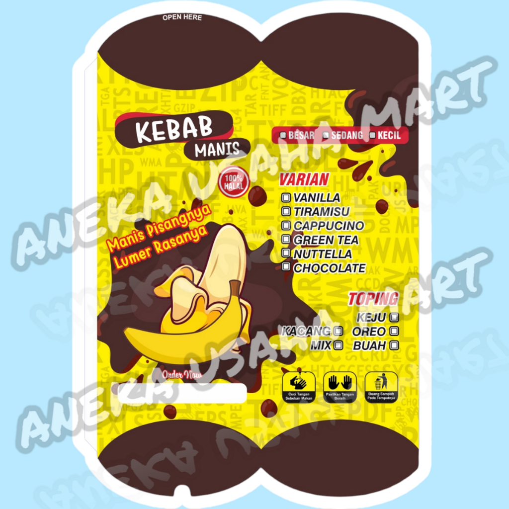 Cardboard Piscok | Chocolate Banana Kebab Wrap | Sweet Kebab Packaging ...