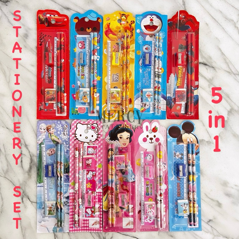 Study Set Stationery contains 5 Characters 5 in 1 Pencil Stationery ...