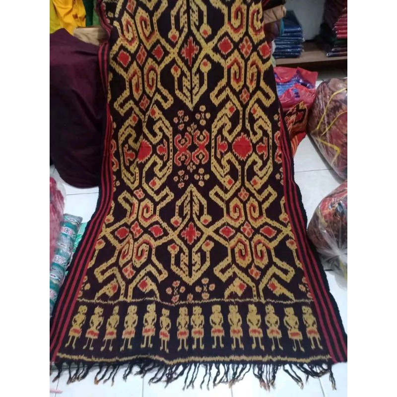 HITAM Toraja motif woven blanket fabric in black and gold - jepara ...