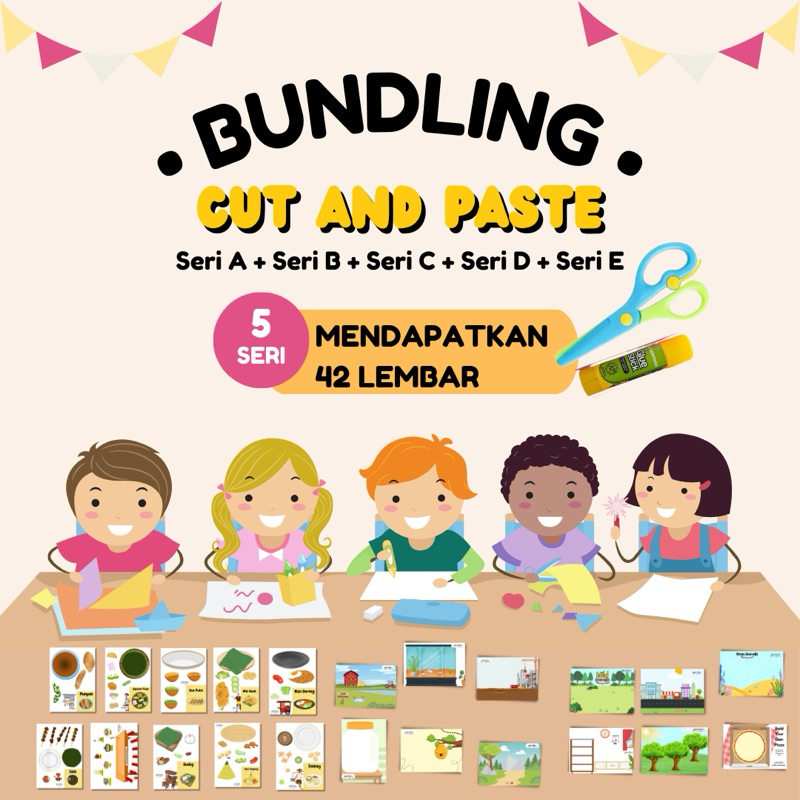 5 Series CUT AND Paste Scissors PRACTICE Scissors Various Themes Toys ...