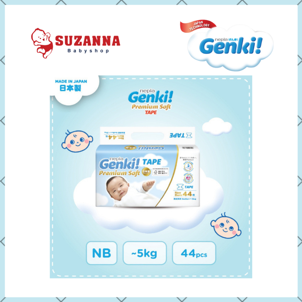 Nepia Genki NB 44 Tape | Tape Baby Diapers | Premium Soft Diapers Baby Adhesive | Shopee Malaysia