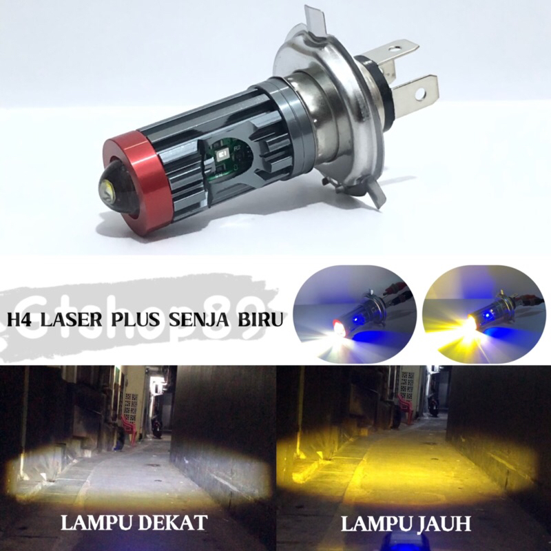 PUTIH Headlight H4 Laser Plus Twilight Blue Far Near White Yellow AC DC ...