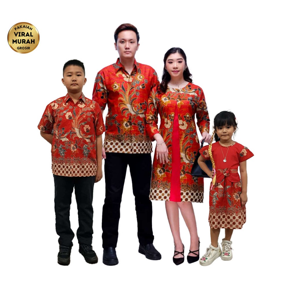 MERAH KEMEJA Outgoing Clothing Set Couple Tunic Dress Red Sogan Batik ...