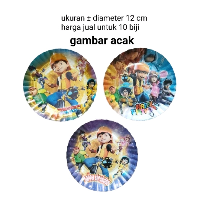 12cm Round Birthday Paper Plate Contains 10 Sheets Of Boboiboy Boboi ...