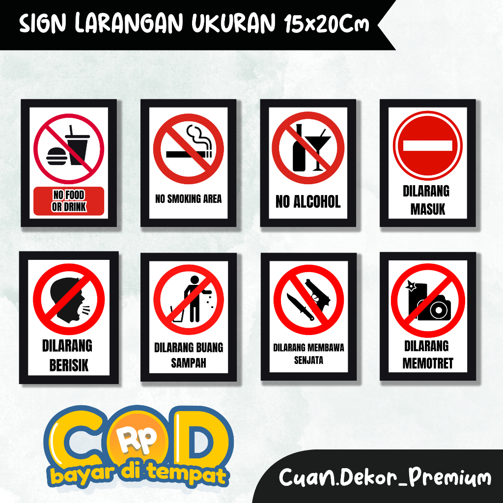 KAYU HIASAN DINDING Wall Hanging POSTER Wall Decor Wooden Prohibition ...