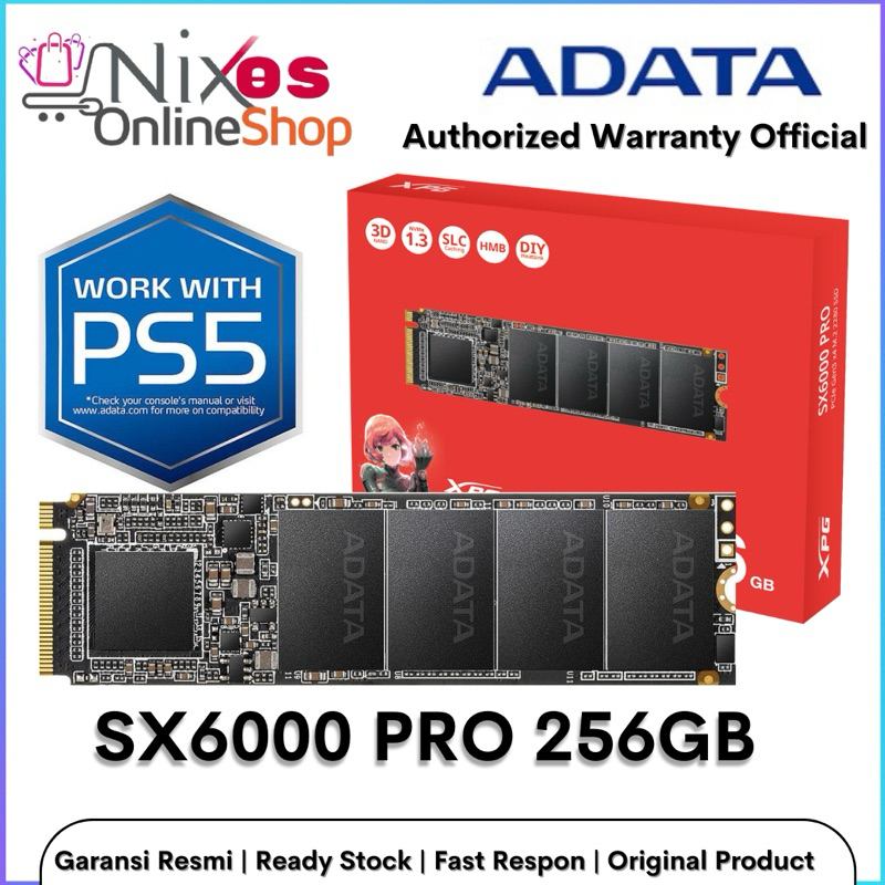 Adata XPG SX6000 PRO 256GB - SSD Drive M.2 NVMe 2280 PCIe 3x4 - 5 Years ...