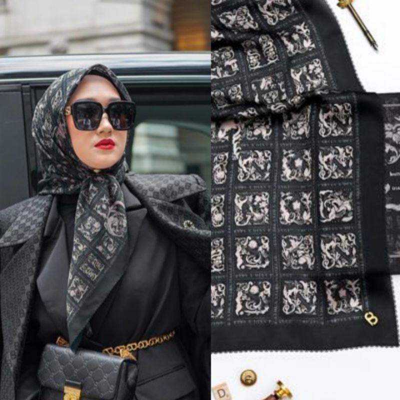 Monogram Rectangular Hijab Buttonscarves Hijab | Shopee Malaysia