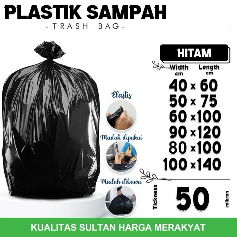 HITAM Trash BAG 40cmX60cm Contains 22 pcs | Black PLASTIC PLASTIC TRASH ...