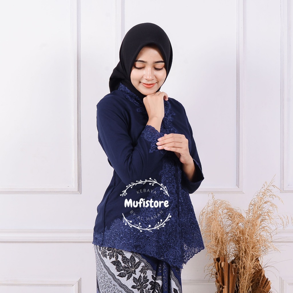 KATUN Modern Kebaya Adult navy Matching Kebaya - Embroidery Kebaya ...
