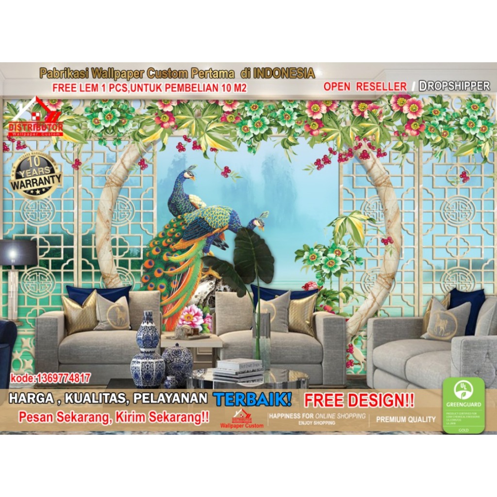 Custom 3D Peacock Theme Wall Wallpaper | Peacock Peacock Peacock ...