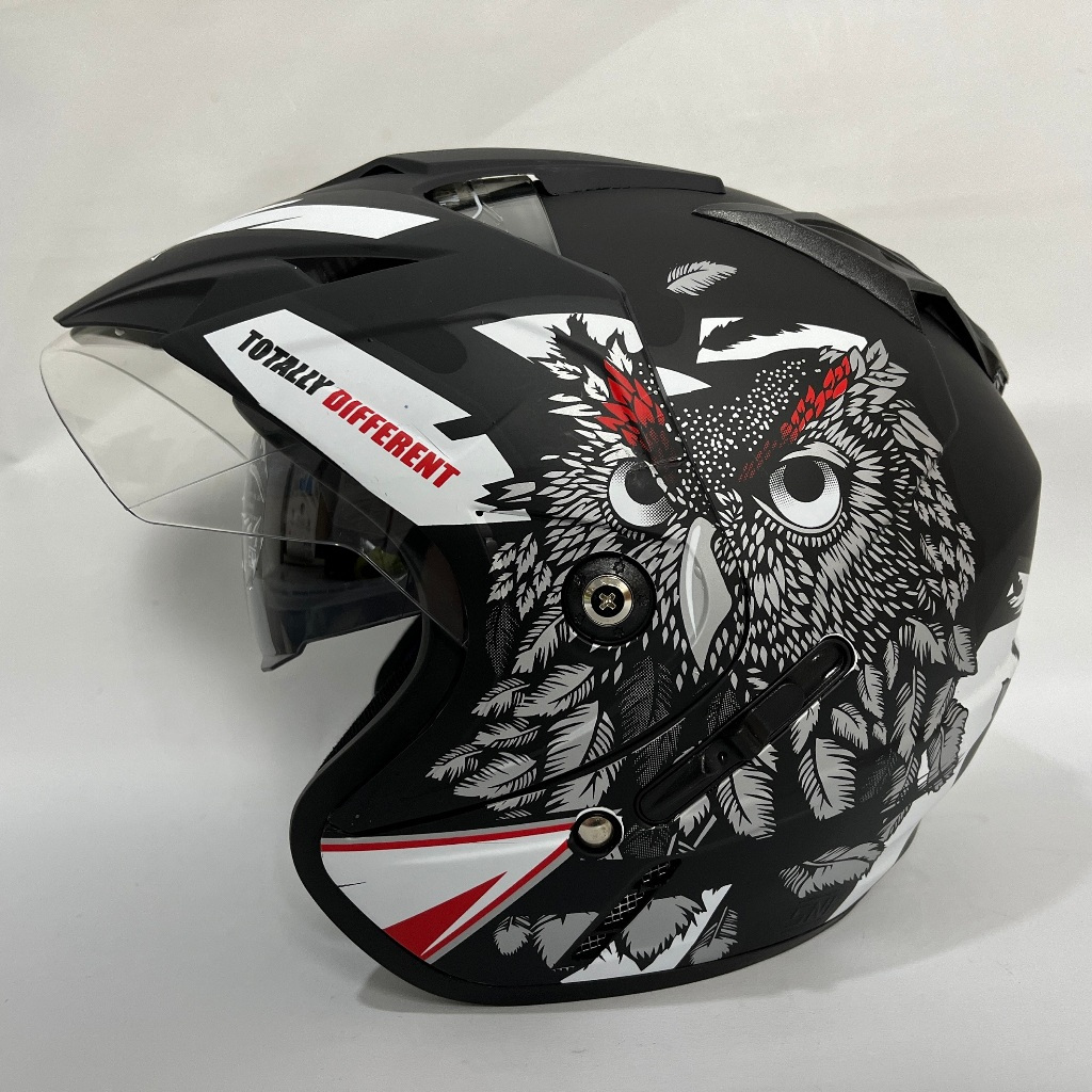 HITAM Helmet JP 7 Owl Black Doff SNI Adult Motif - Two Glass - Double ...