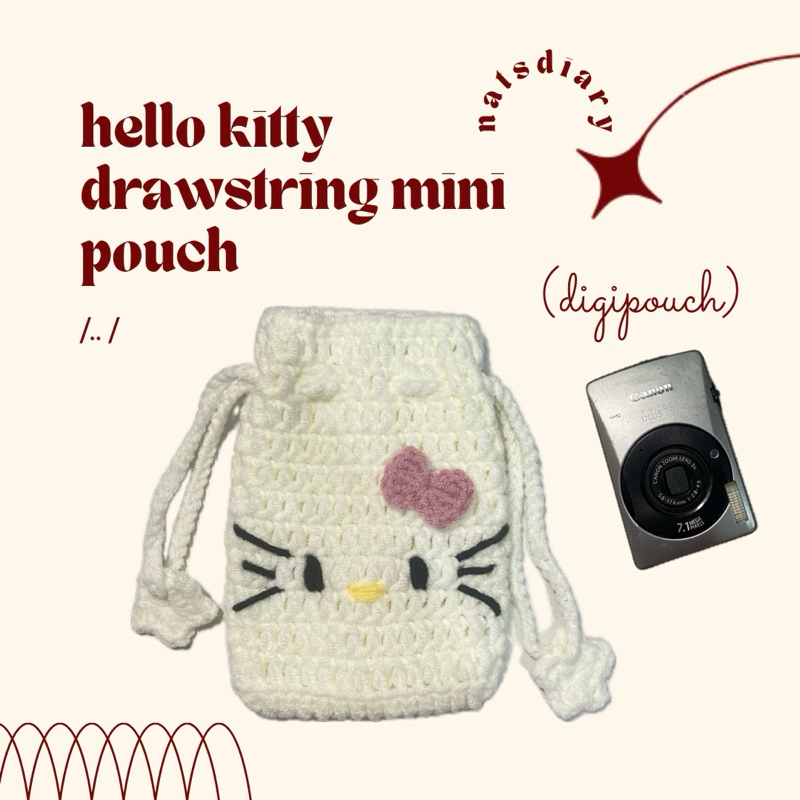 (PO) Hello KITTY DRAWSTRING MINI POUCH || Multipurpose DRAWING KNIT ...