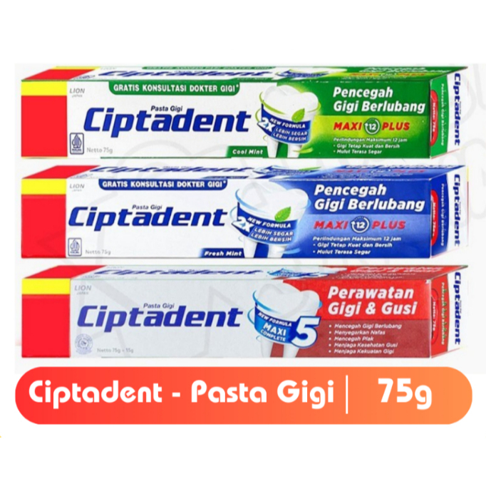 Ciptadent TOOTHPASTE 75 GR MAXI PLUS COMPLETE FRESH MINT COOL MOUTH ...